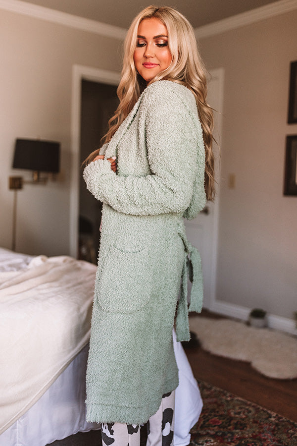 Morning Cuddles Fuzzy Robe in Sage • Impressions Online Boutique