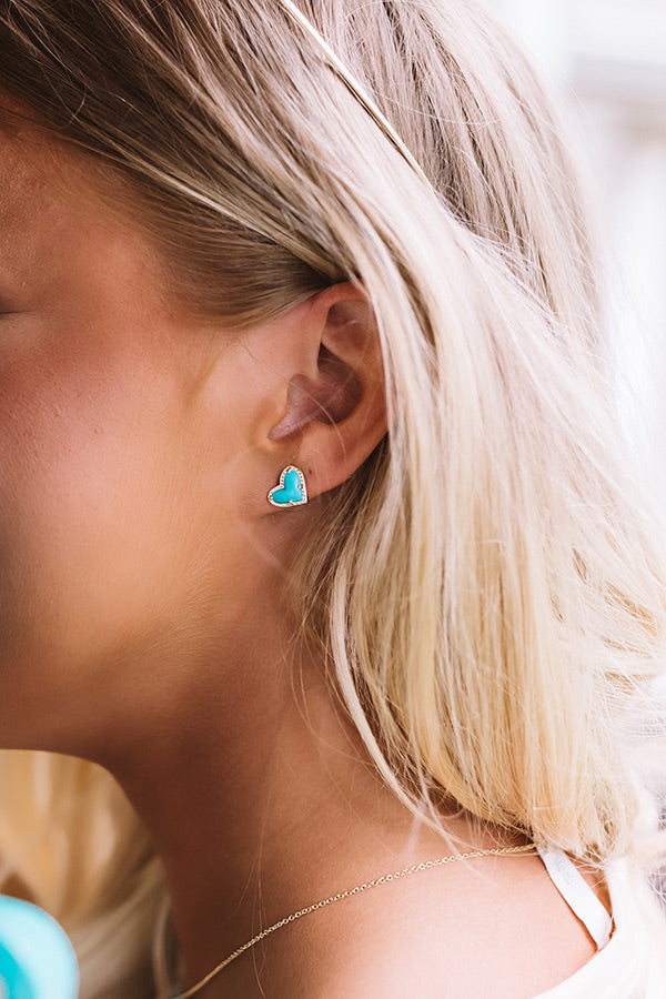 Kendra Scott Ari Heart Gold Stud Earrings in Turquoise Magnesite • Impressions Online Boutique