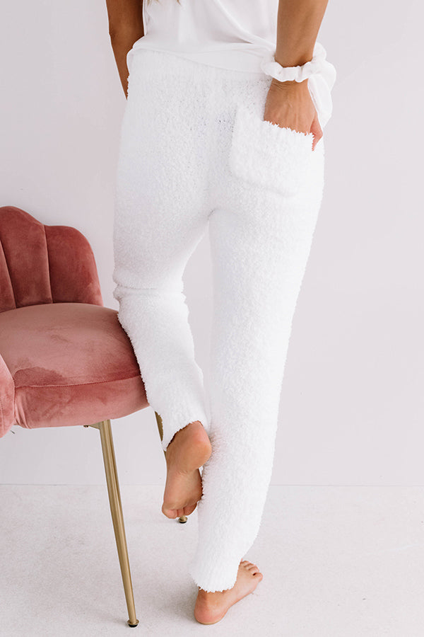 Morning Cuddles Fuzzy Joggers in Optic White • Impressions Online Boutique
