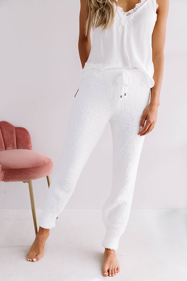 Morning Cuddles Fuzzy Joggers in Optic White • Impressions Online Boutique