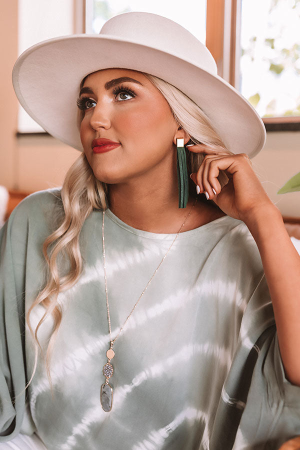 The Elaine Leather Earrings in Emerald – Impressions Online Boutique