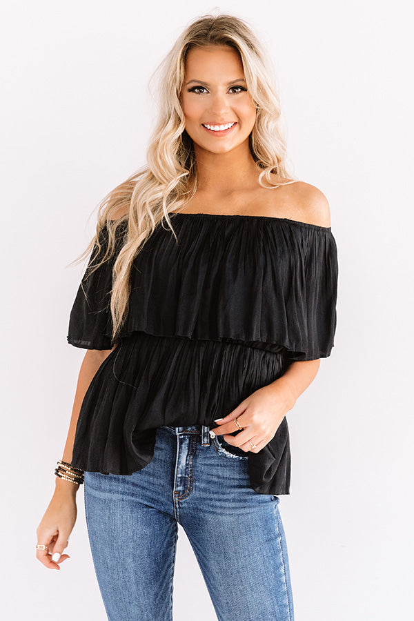 Under The Italian Sun Off Shoulder Top In Black • Impressions Online ...