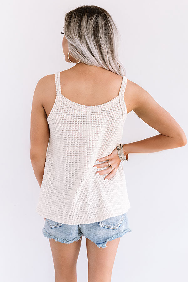 Patio Pretty Waffle Knit Tank In Birch • Impressions Online Boutique