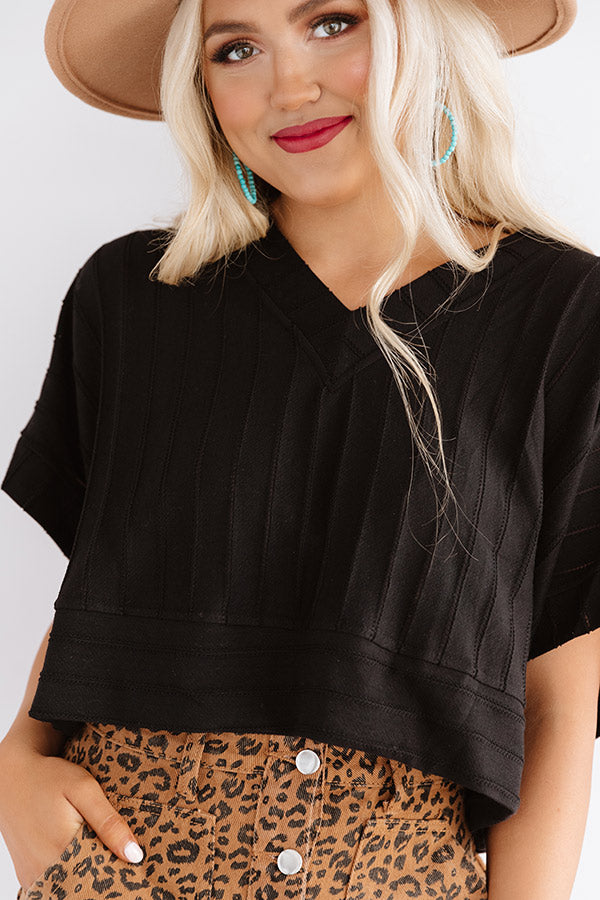 Wisteria Wishes Crop Top In Black • Impressions Online Boutique