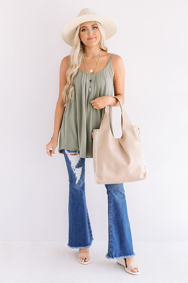Free Flowing Shift Tank in Army Green • Impressions Online Boutique