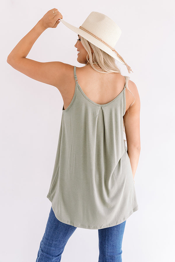 Free Flowing Shift Tank in Army Green • Impressions Online Boutique