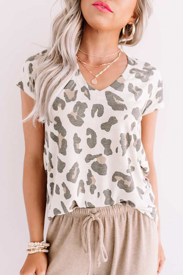 Top Spot Leopard Tee In Beige • Impressions Online Boutique