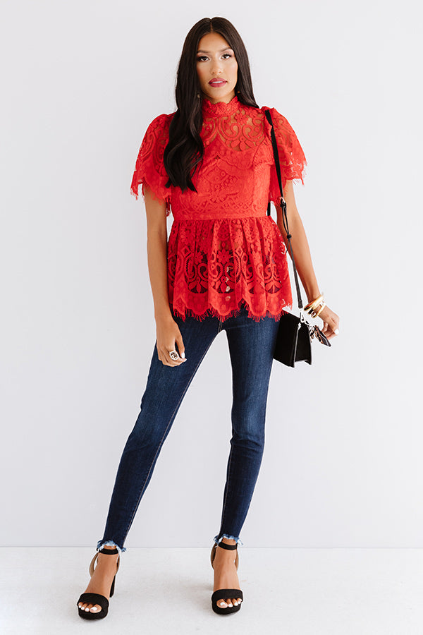 Champagne Splash Lace Top In Red • Impressions Online Boutique