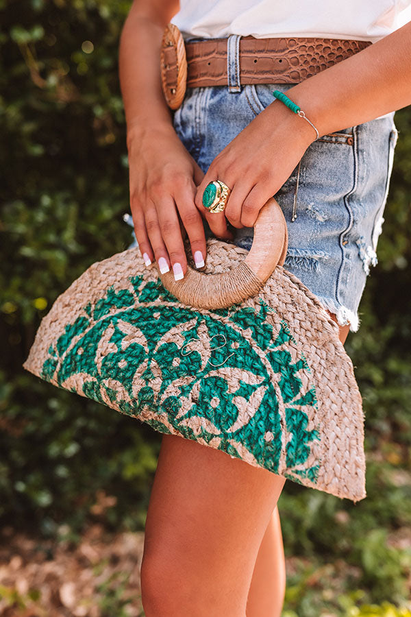 Cute Composer Woven Clutch In Green • Impressions Online Boutique