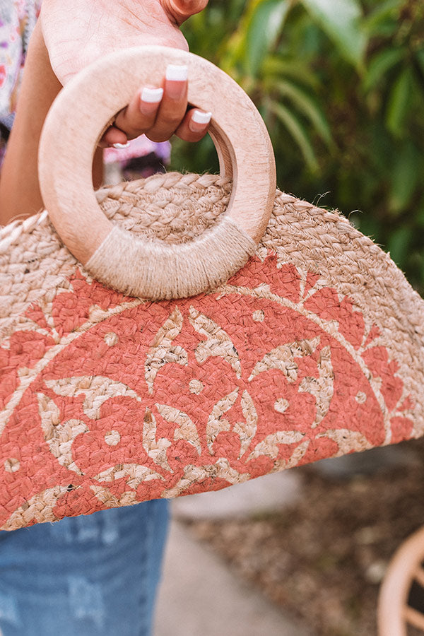 Cute Composer Woven Clutch In Coral • Impressions Online Boutique