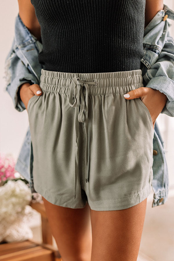 The Rowe Shorts In Olive • Impressions Online Boutique