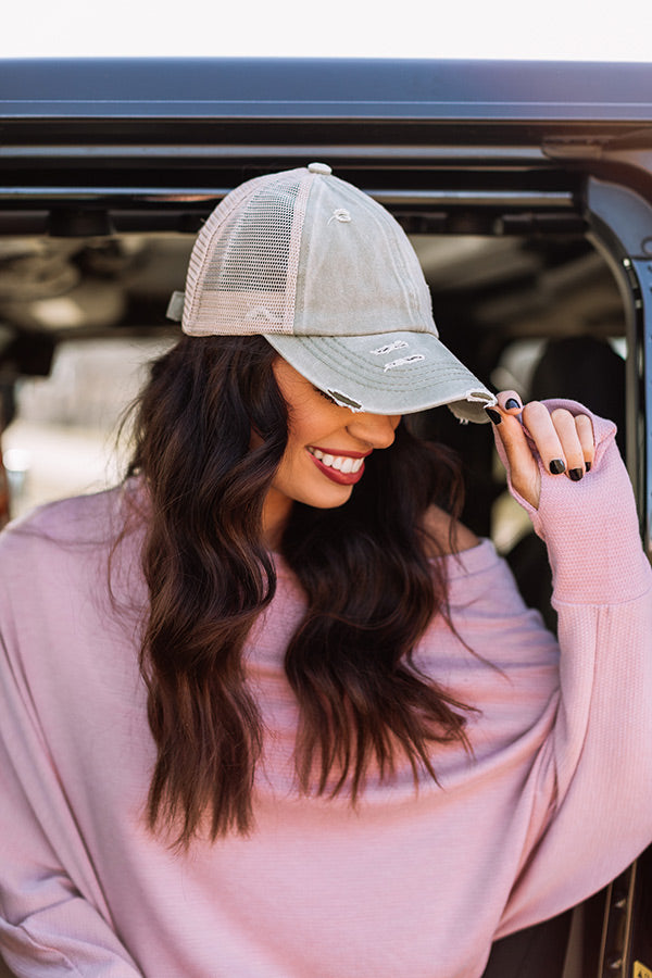 Chic Standard High Pony Tail Cap In Sage • Impressions Online Boutique