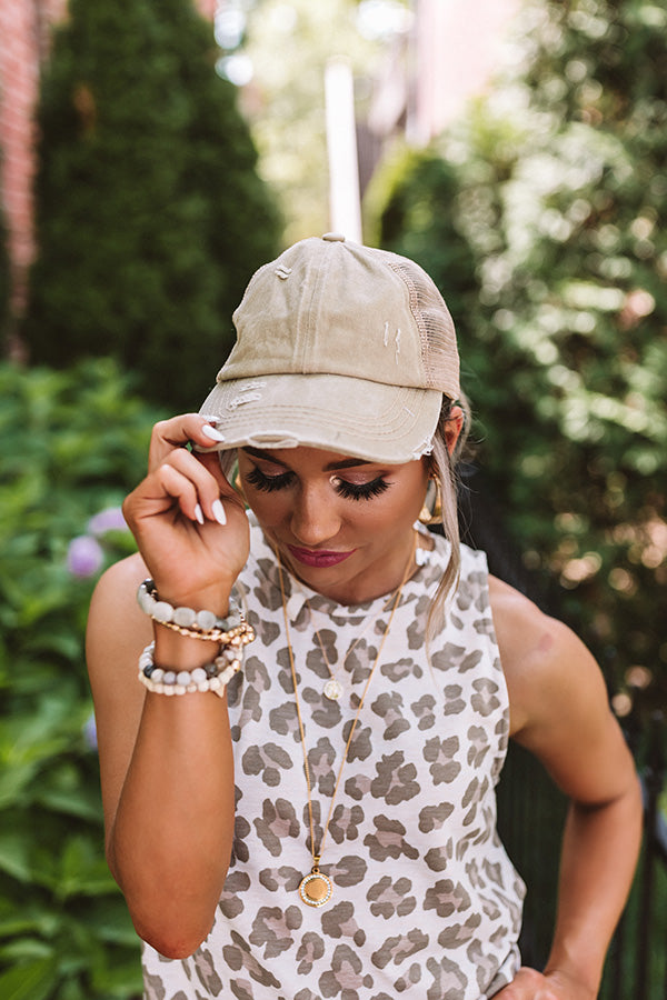 Chic Standard High Pony Tail Cap In Beige • Impressions Online Boutique