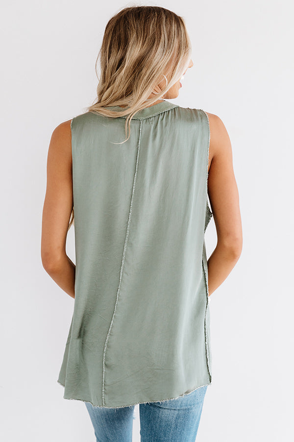 Ocean Overlook Shift Tank In Sage • Impressions Online Boutique