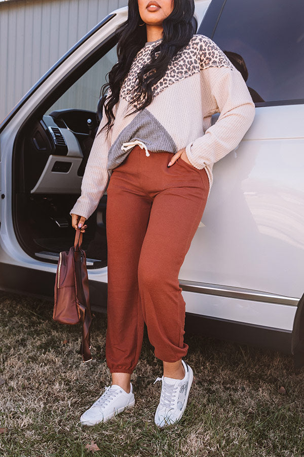 You Know The Drill Joggers In Dark Rust • Impressions Online Boutique