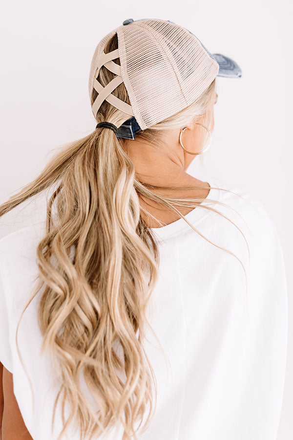 Chic Standard High Pony Tail Cap In Navy – Impressions Online Boutique