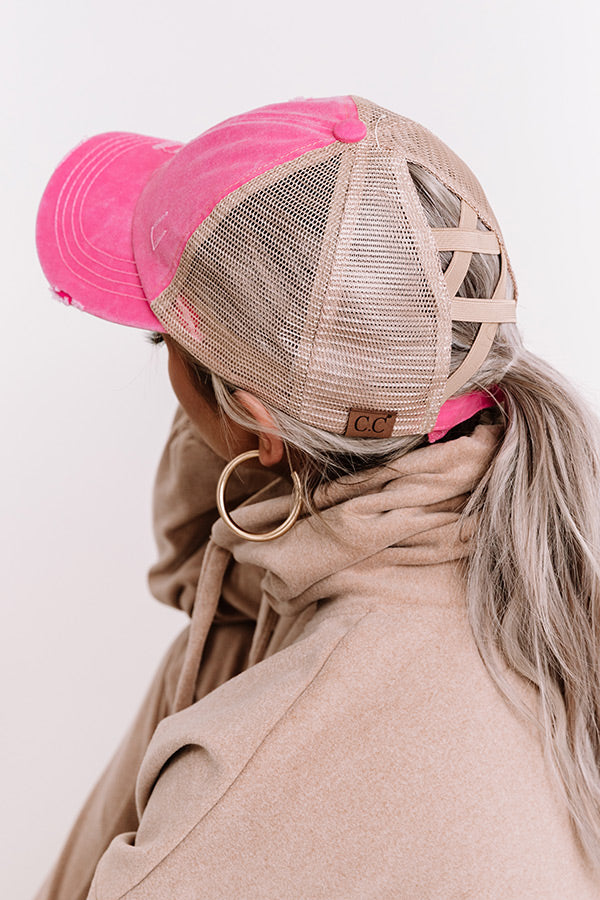 Chic Standard High Pony Tail Cap In Pink • Impressions Online Boutique