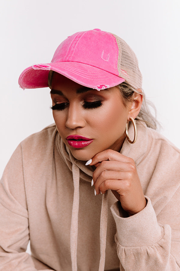 Chic Standard High Pony Tail Cap In Pink • Impressions Online Boutique