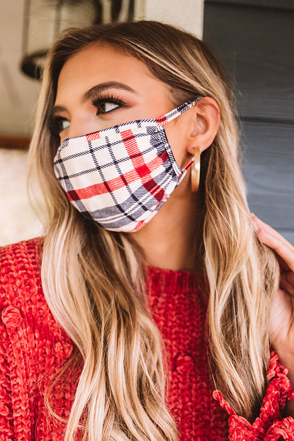 Solo Trip Plaid Cloth Face Mask In Cream – Impressions Online Boutique
