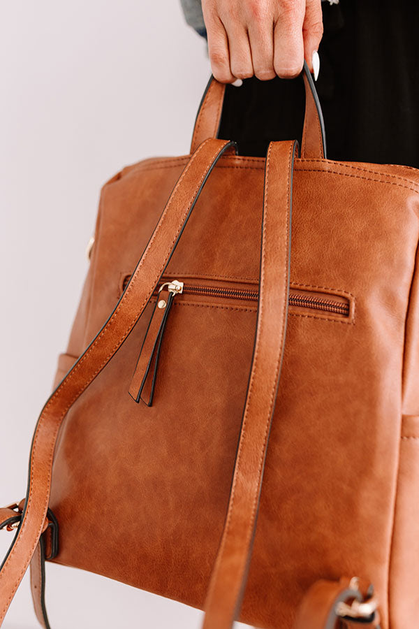 Solo In Soho Faux Leather Backpack In Maple • Impressions Online Boutique