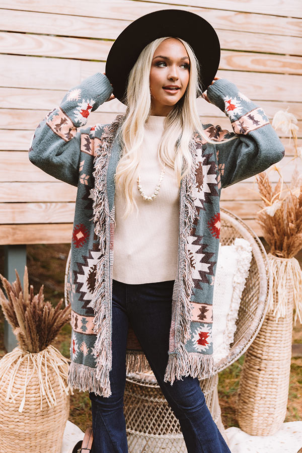 Sweet Retreat Frayed Cardigan In Slate • Impressions Online Boutique