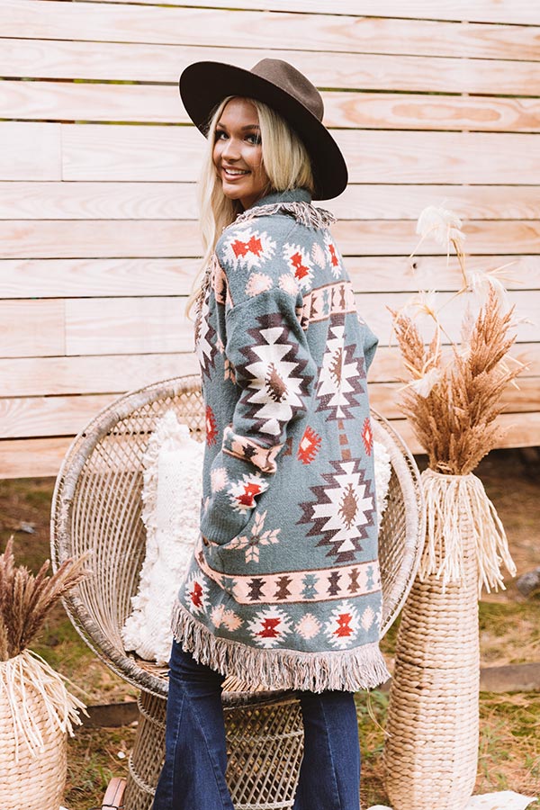 Sweet Retreat Frayed Cardigan In Slate • Impressions Online Boutique