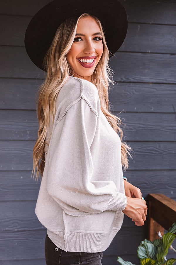 Cabin Vacay Sweater In Grey • Impressions Online Boutique