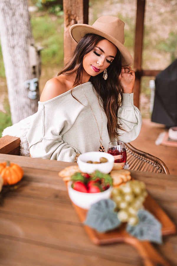 Cabin Vacay Sweater In Pear • Impressions Online Boutique