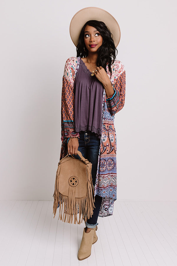 Out Of The Woods Floral Duster In Lavender • Impressions Online Boutique