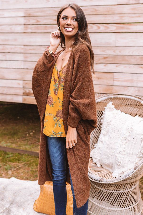 Fall Morning Duster Cardigan in Chocolate • Impressions Online Boutique
