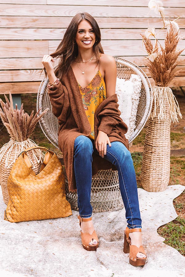 Fall Morning Duster Cardigan in Chocolate – Impressions Online Boutique
