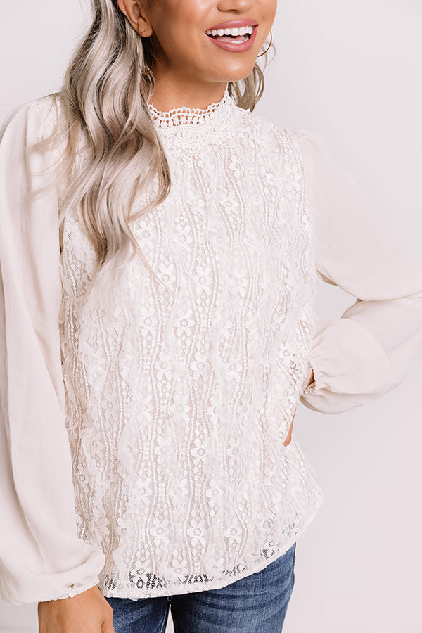 Pretty Style Lace Top In Stone • Impressions Online Boutique