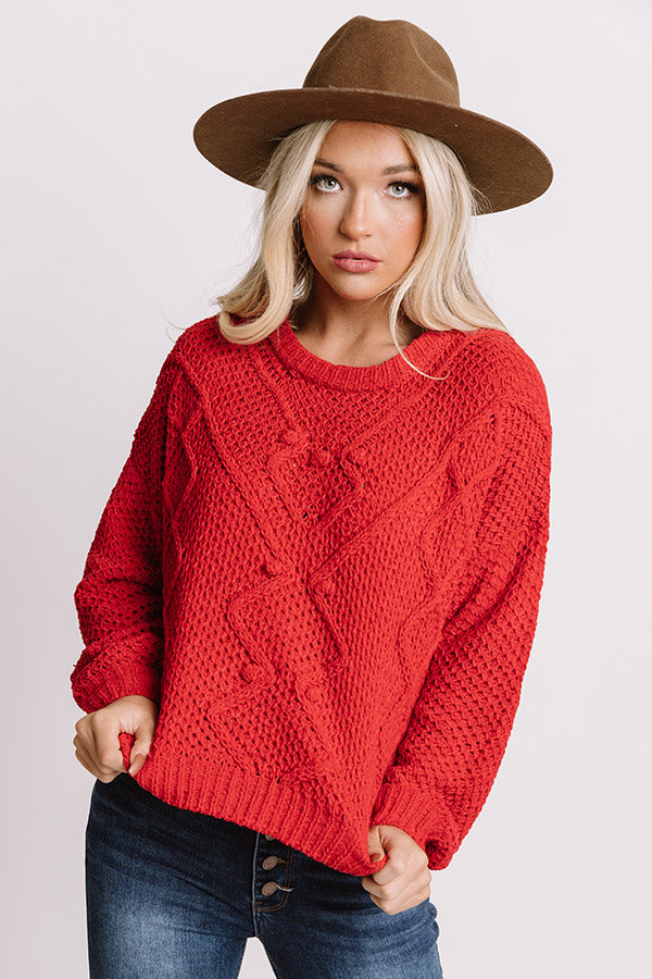 Cider Snuggles Knit Sweater In Red • Impressions Online Boutique
