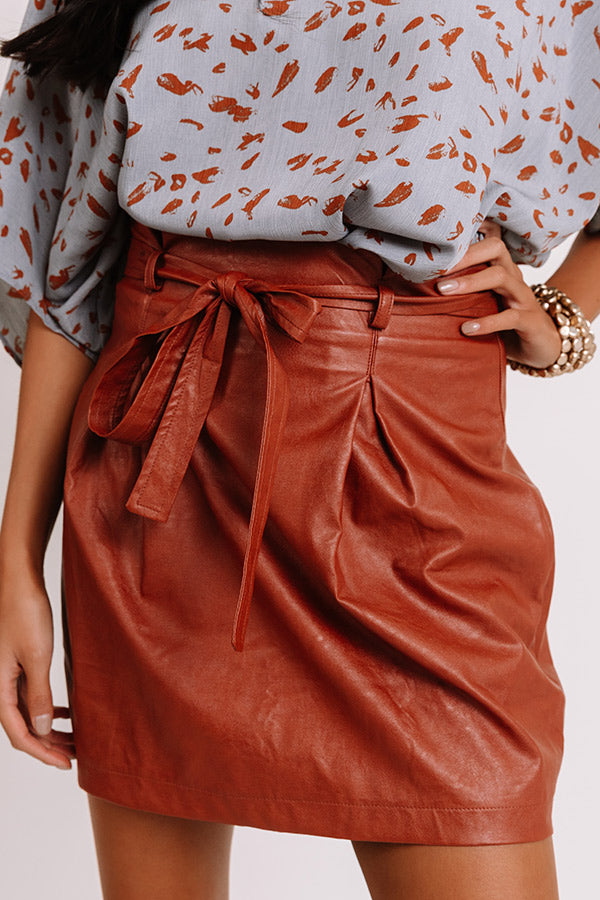 On Your Side Faux Leather Skirt In Rust • Impressions Online Boutique