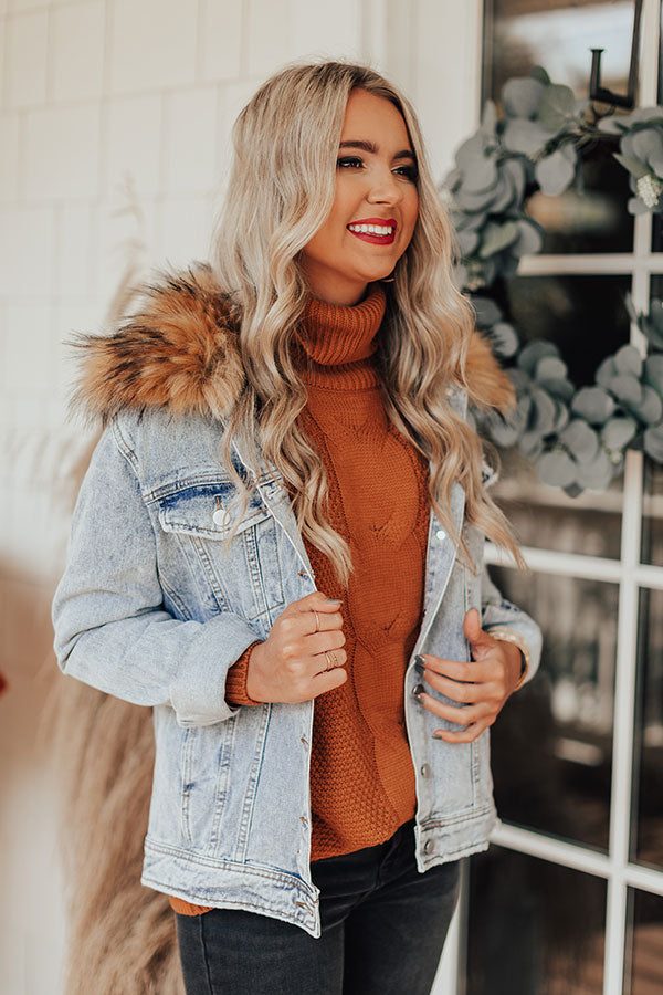 French Accent Fur Collared Denim Jacket • Impressions Online Boutique