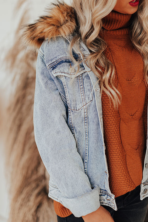 French Accent Fur Collared Denim Jacket • Impressions Online Boutique