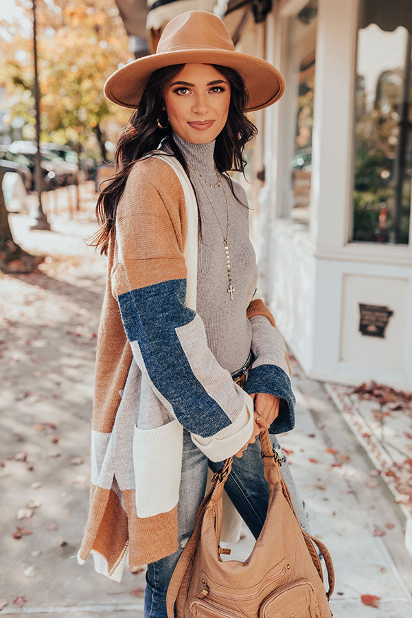 Cozy Cove Colorblock Cardigan In Camel • Impressions Online Boutique