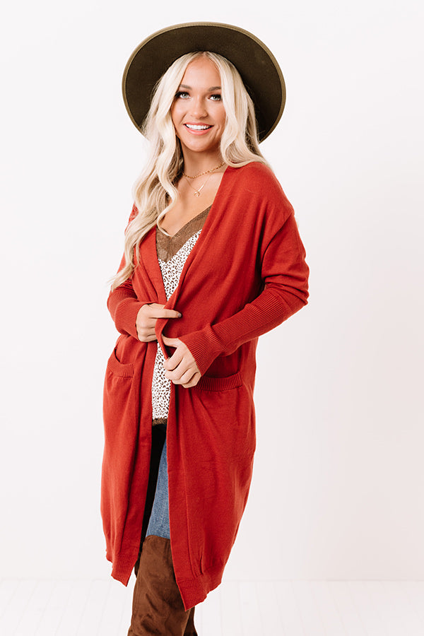 Airstream Dreams Cardigan In Dark Rust • Impressions Online Boutique