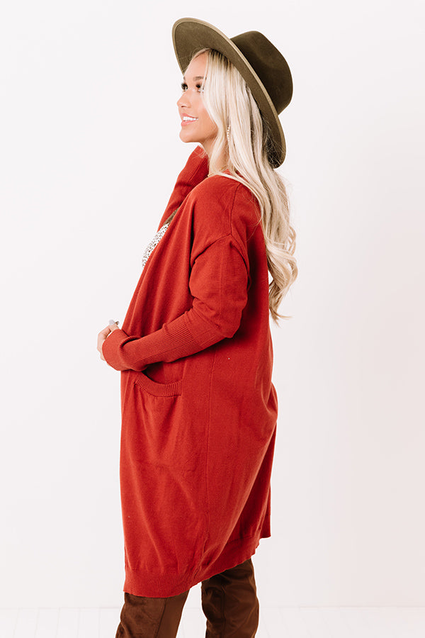 Airstream Dreams Cardigan In Dark Rust • Impressions Online Boutique