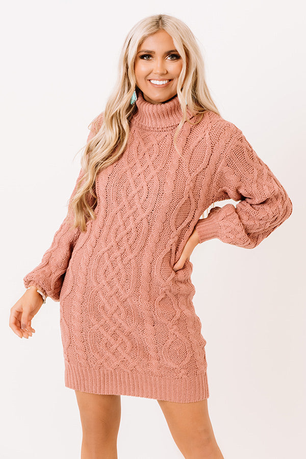 Next Chapter Cable Knit Sweater Dress In Blush – Impressions Online ...