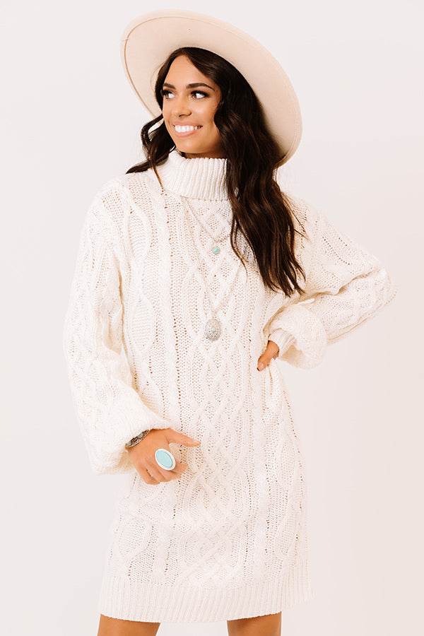 Next Chapter Cable Knit Sweater Dress In White – Impressions Online ...