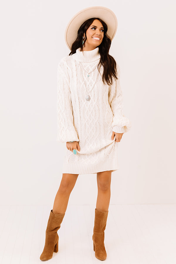 Next Chapter Cable Knit Sweater Dress In White – Impressions Online ...