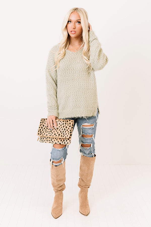 Cozy Side Knit Sweater In Pear • Impressions Online Boutique