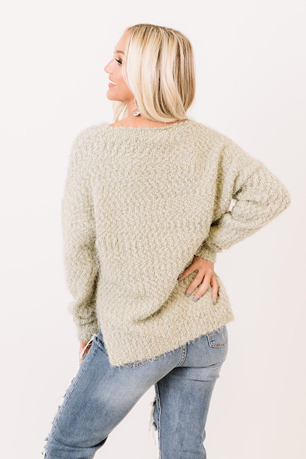 Cozy Side Knit Sweater In Pear • Impressions Online Boutique