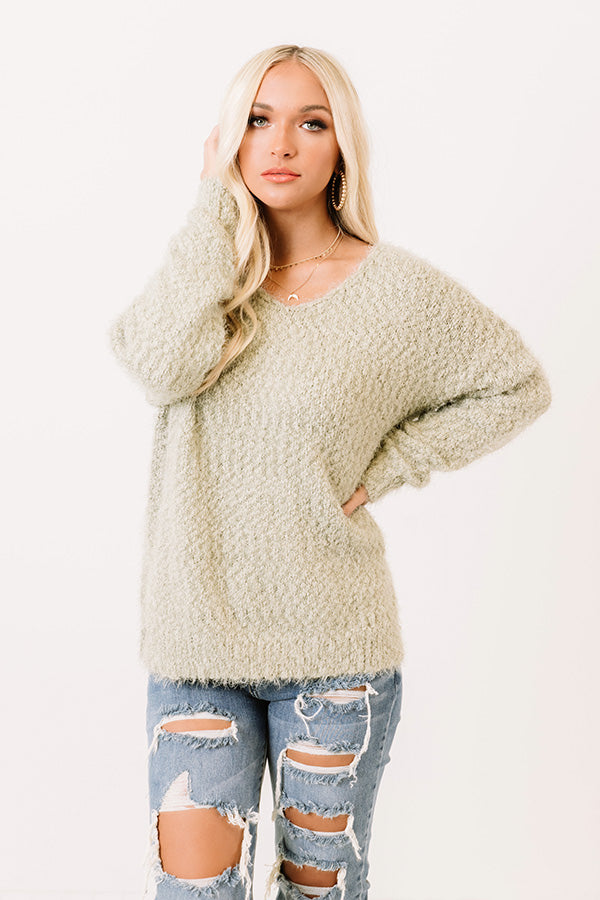 Cozy Side Knit Sweater In Pear • Impressions Online Boutique