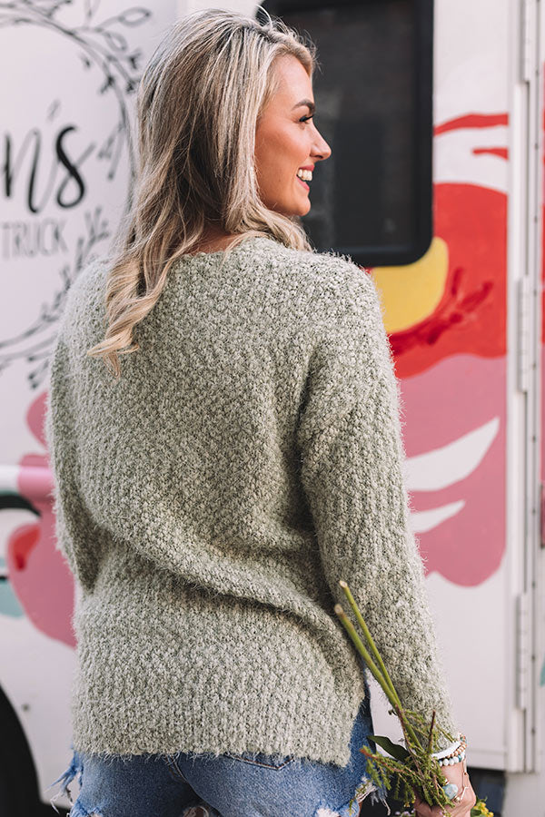 Cozy Side Knit Sweater In Pear • Impressions Online Boutique