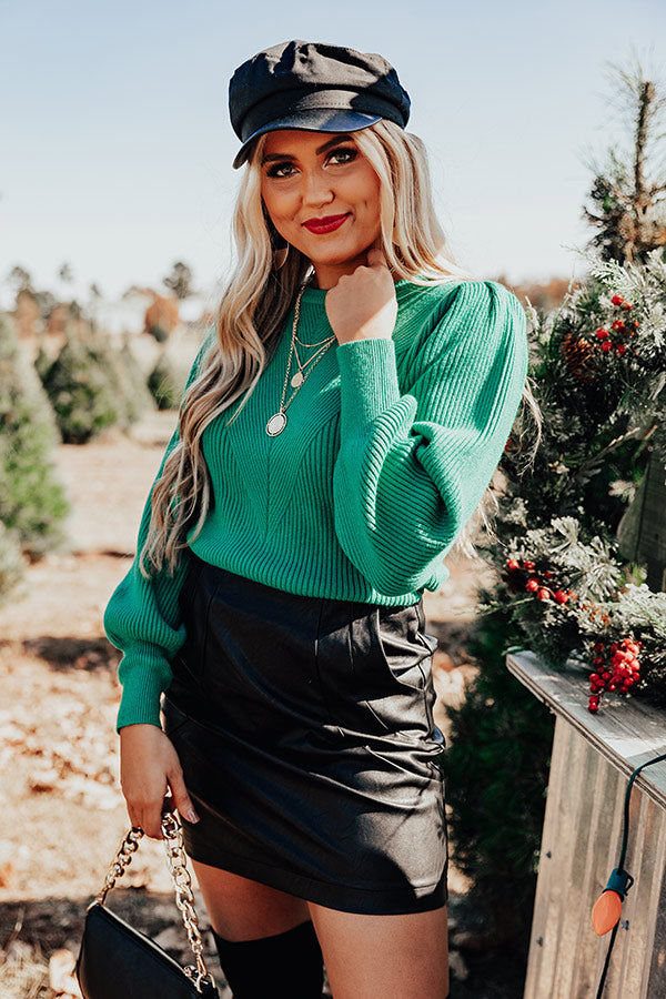 European Holiday Sweater Top in Emerald • Impressions Online Boutique