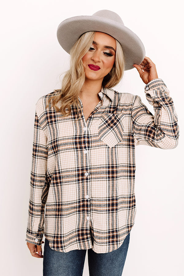 Forever Mine Flannel Top In Beige • Impressions Online Boutique