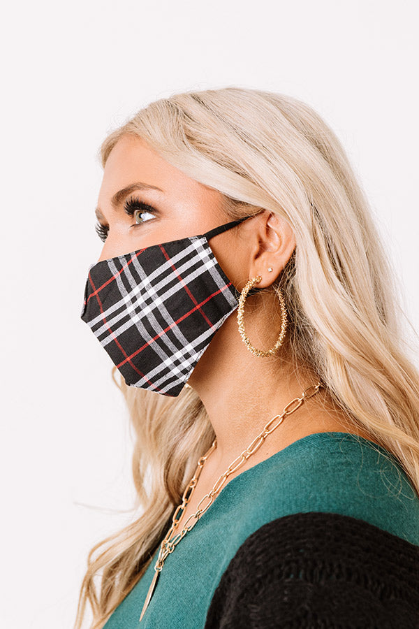 Plaid Promises Cloth Face Mask in Black – Impressions Online Boutique