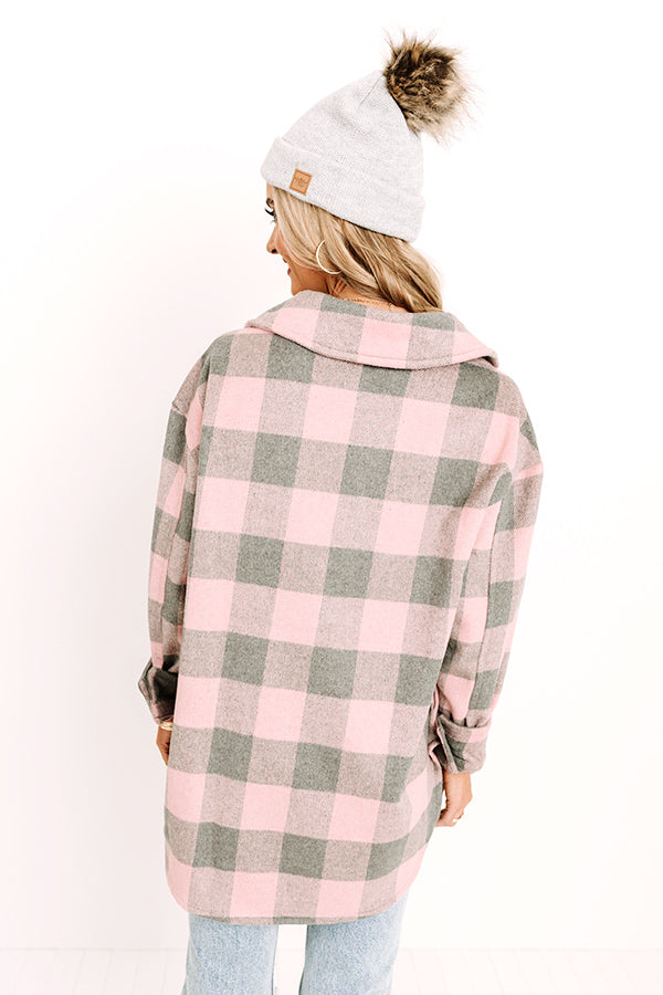 Hot Cocoa Moment Buffalo Check Coat In Pink – Impressions Online Boutique
